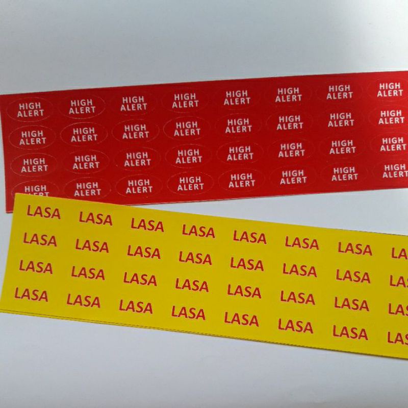 Jual Stiker Lasa dan High Alert Ukuran 1.5cm x 3 cm | Shopee Indonesia