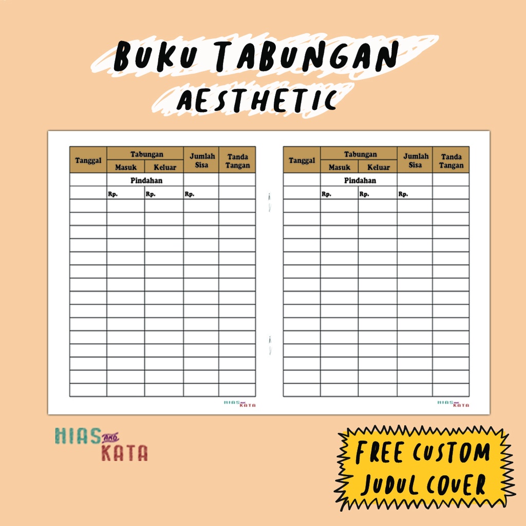 Jual Buku Tabungan Aesthetic Anak sekolah Koperasi Target keunganan Free Custom Judul | Shopee ...