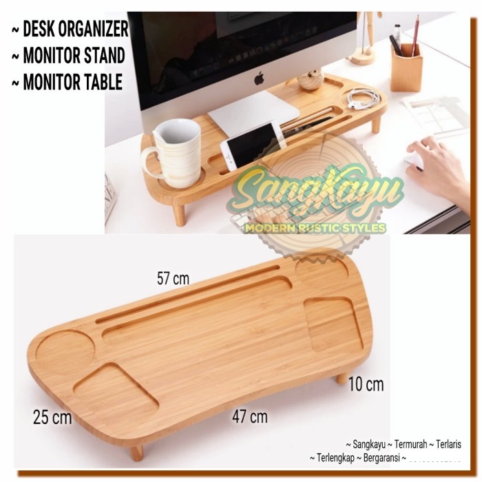 Jual Wooden desk organizer monitor stand meja monitor kayu meja laptop ...