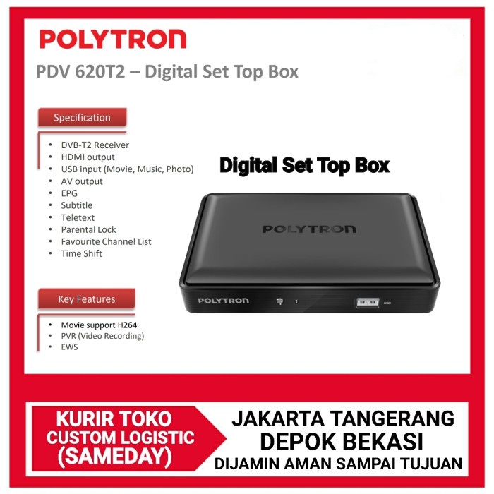 Jual Polytron Set Top Box PDV-620T2 DVB T2 TV Receiver STB Siaran ...