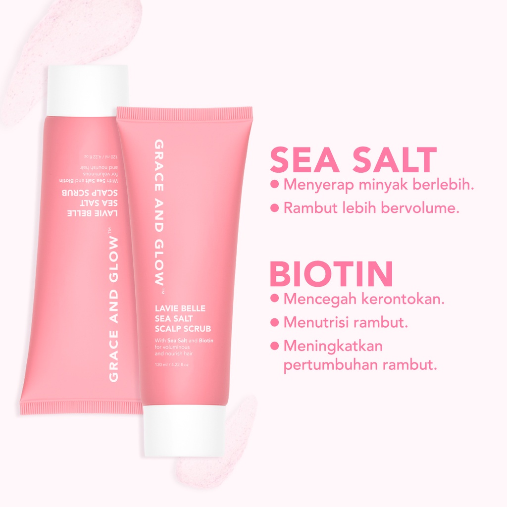 Jual Grace and Glow Lavie Belle Sea Salt Hair Scalp Scrub | Hair Scrub ...