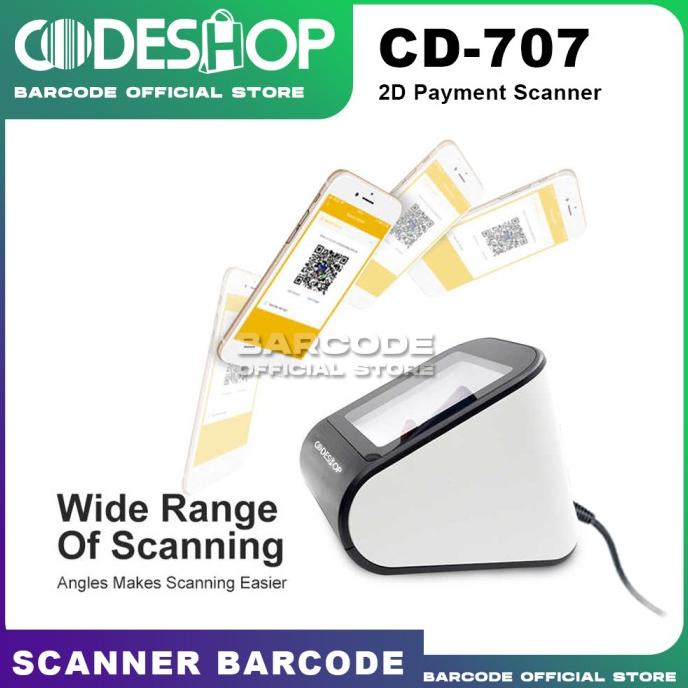 Jual Scanner Barcode Codeshop CD707 / CD-707 USB 2 Dimensi QR Code ...
