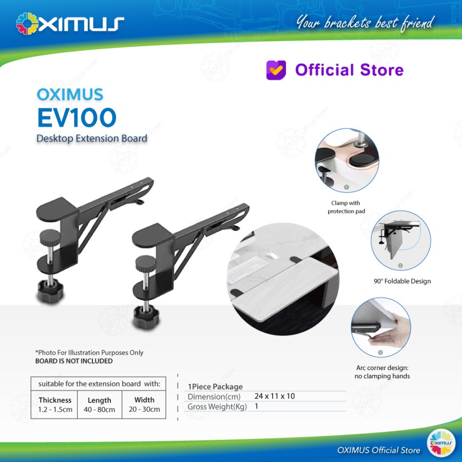 Jual BRACKET DESK EXTENSION BOARD EKSTENSION MEJA BISA LIPAT OXIMUS ...