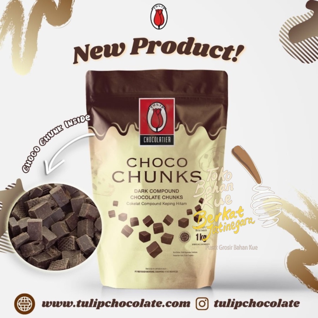 Jual TULIP CHOCO CHUNKS 1 KG - DARK CHOCO CUBES - COKLAT KUBUS | Shopee ...