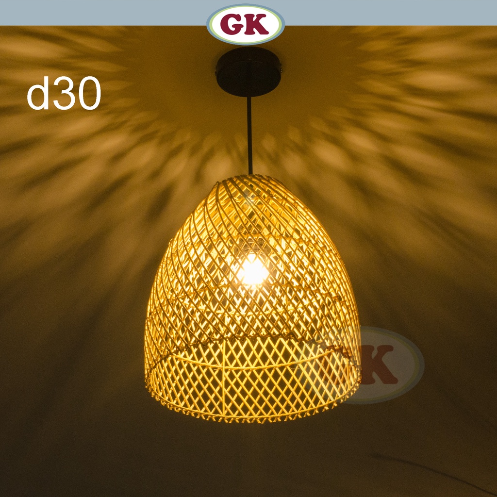 Jual Kap Lampu Gantung Rotan SANGKAR 16 D30 - Handcrafted Rattan Pendant Lampshade Perfect ...