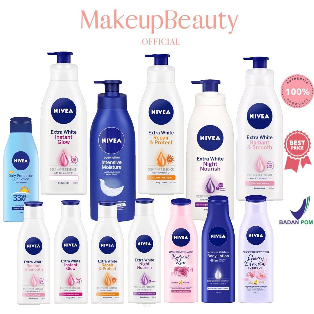 Jual NIVEA Body Lotion 100ml/ 200ml/ 400ml - Extra White | Intensive ...