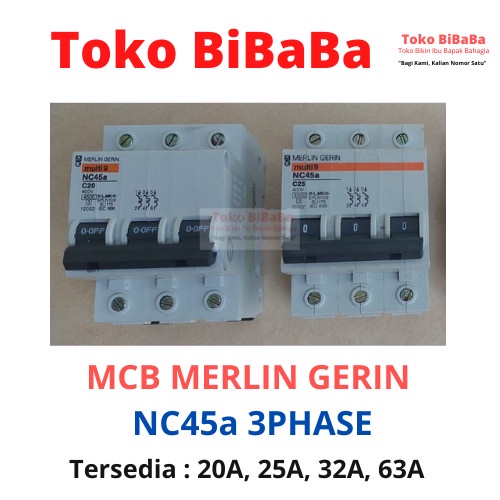 Jual Safety Mcb Merlin Gerin Nc45A 3 Phase / Fase 20A 25A 32A 63A | Shopee Indonesia
