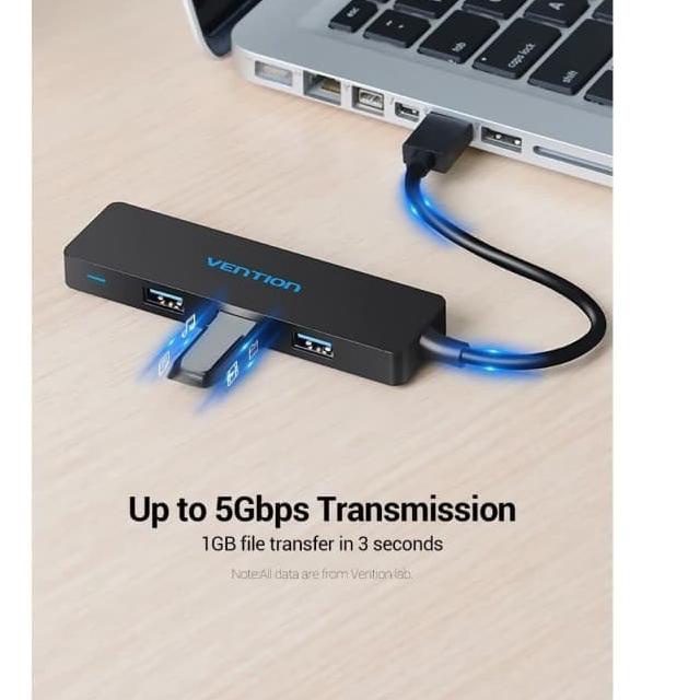 Jual Vention 4-Port USB Hub High Speed with Power Supply 0.15M Black ...