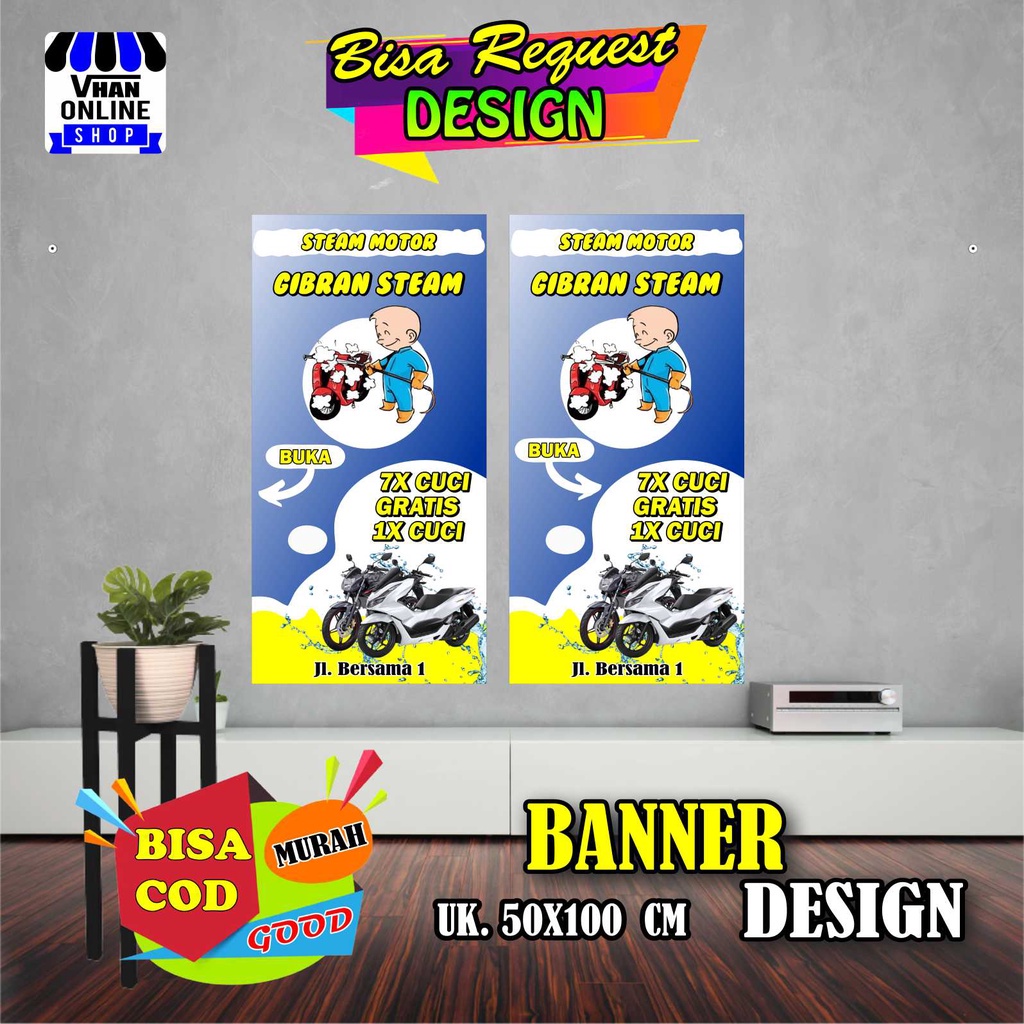 Jual Spanduk Banner Cuci Motor, Steam Motor, Pencucian Motor, Dapat 2 ...
