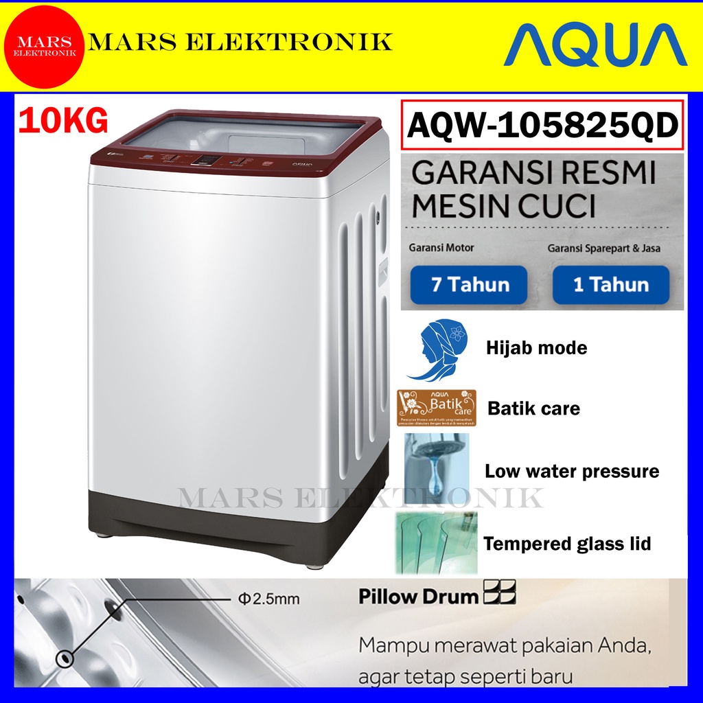 Jual MESIN CUCI AQUA AQW-105825QD - 10 KG - HIJAB MODE BATIK CARE - ORIGINAL BERGARANSI RESMI ...