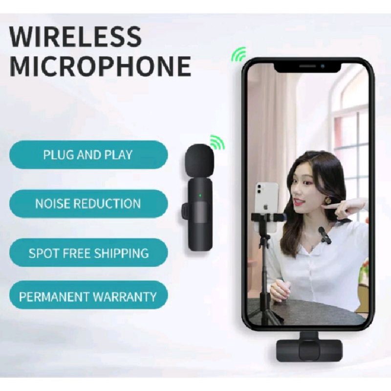 Jual Mic Clip On Wireless iPhone Plug And Play Microphone Hp Bluetooth ...