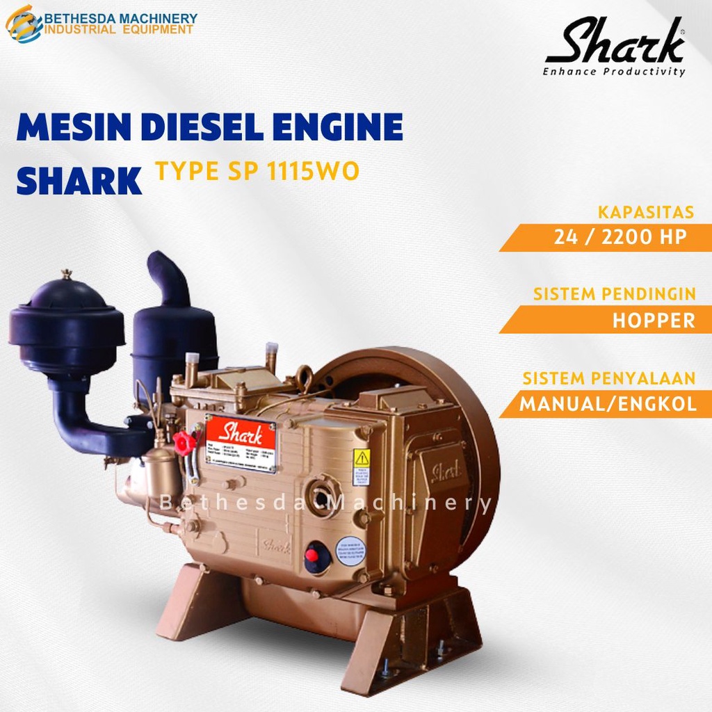 Jual Diesel Engine Shark SP1115 - 24 HP WO Mesin penggerak 24PK Hopper ...