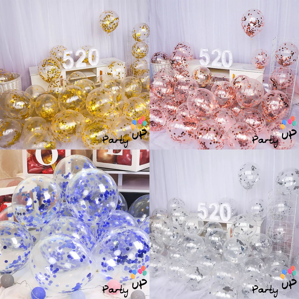 Jual [Ecer] Balon Latex Transparan isi Confetti 12 inch / Balon ...
