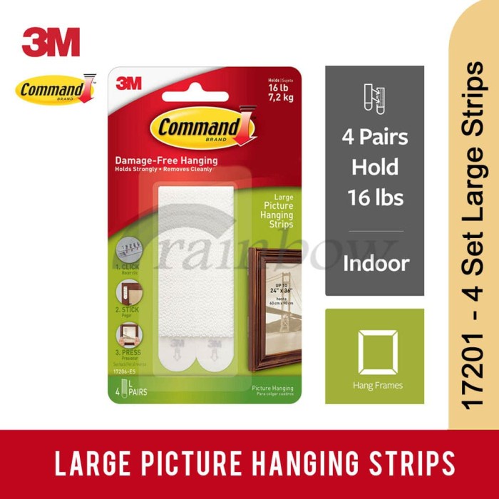 Jual Tape 3M Command Large Picture Hanging Strip (Strip Tempel Foto Ke ...