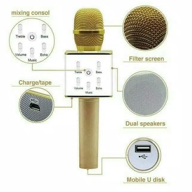 Jual Speaker mic bluetooth mike karaoke wireless smule online KTV ...