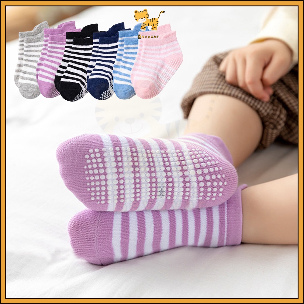 Jual ID Bevavar COD kaos kaki anak bayi pola Bergaris kaus kaki bayi anti slip | Shopee Indonesia