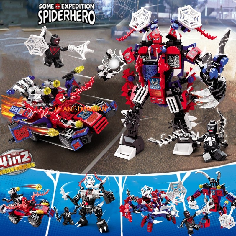 Jual BRICK MECHA SPIDER HERO VS VENOM SET 4 BOX 4 IN 2 BUILDING BLOCK ...