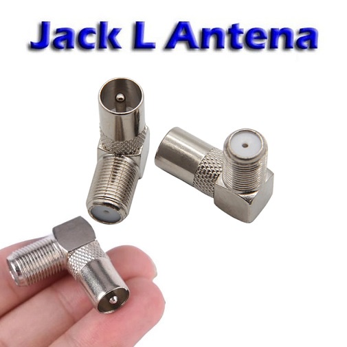 Jual Konektor Jack Antenna Jak Jek Antena TV L Besi Bengkok Connector F RG6 Drat - L Siku Silver ...