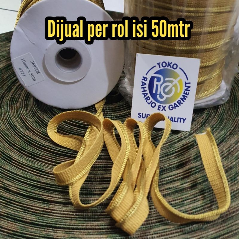 Jual Bisban isi polyester warna gold | Bias tape isi | Bis ban baju ...