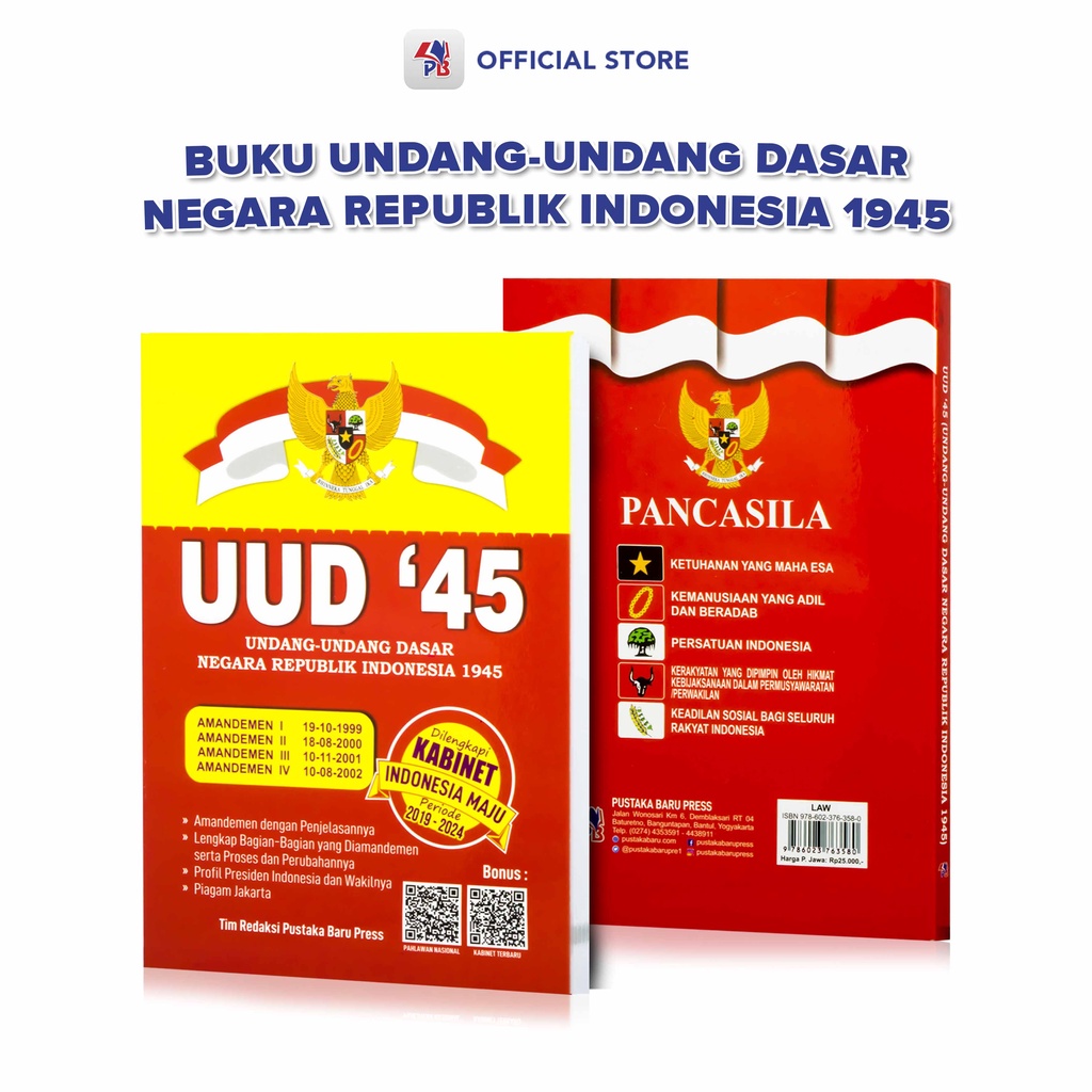 Jual Buku Undang Undang Buku Perundangan Uud 1945 Dilengkapi Kabinet Indonesia Maju Periode 2019 