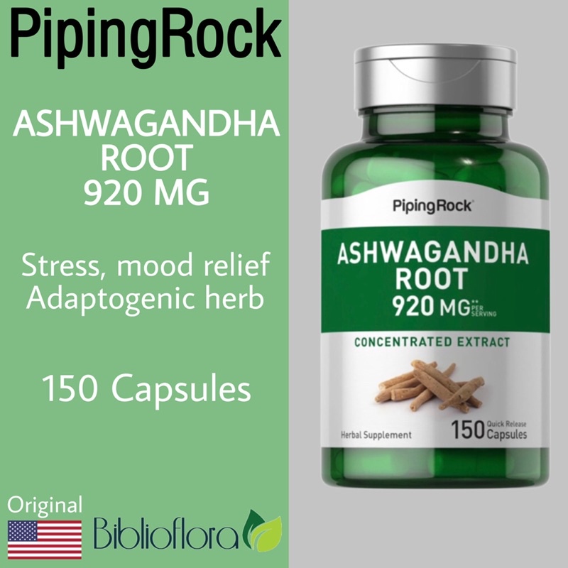 Jual Piping Rock Ashwagandha Root 920 mg 150 Capsules Stress Support ...