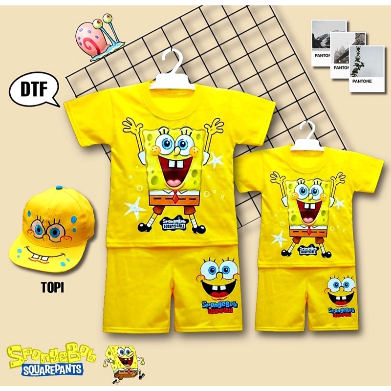 Jual SPONGEBOB BAJU SETELAN ANAK TERBARU KHUSUS WARNA KUNING BISA PAKAI ...