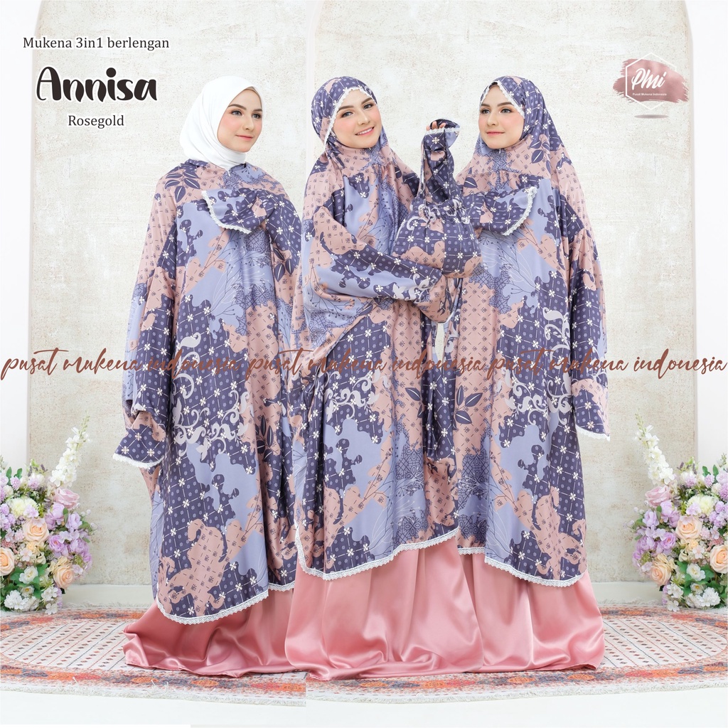 Jual Pusat Mukena Indonesia - Mukena Dewasa 3In1 Berlengan Satin Silk ...