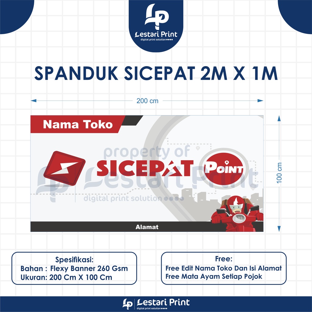 Jual SPANDUK BANNER SICEPAT POINT | 2M X 1M | CUSTOM | LESTARI PRINT ...