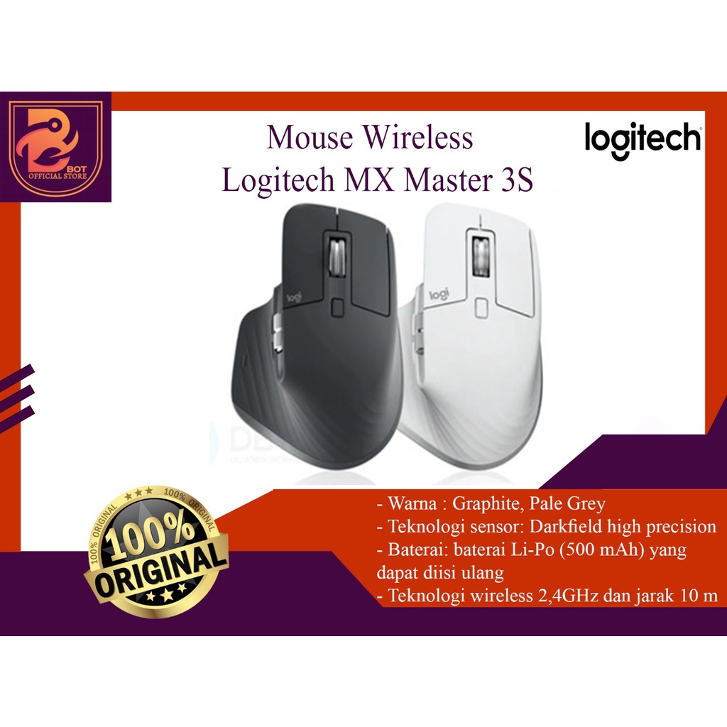 Jual Logitech MX Master 3S Wireless Bluetooth Mouse MX Master 3 S ...