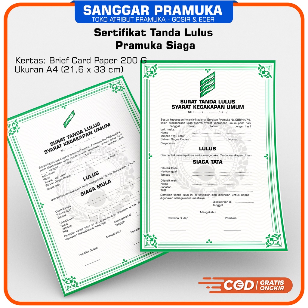 Jual Sertifikat TKU Siaga / Tanda Lulus TKU Siaga | Shopee Indonesia