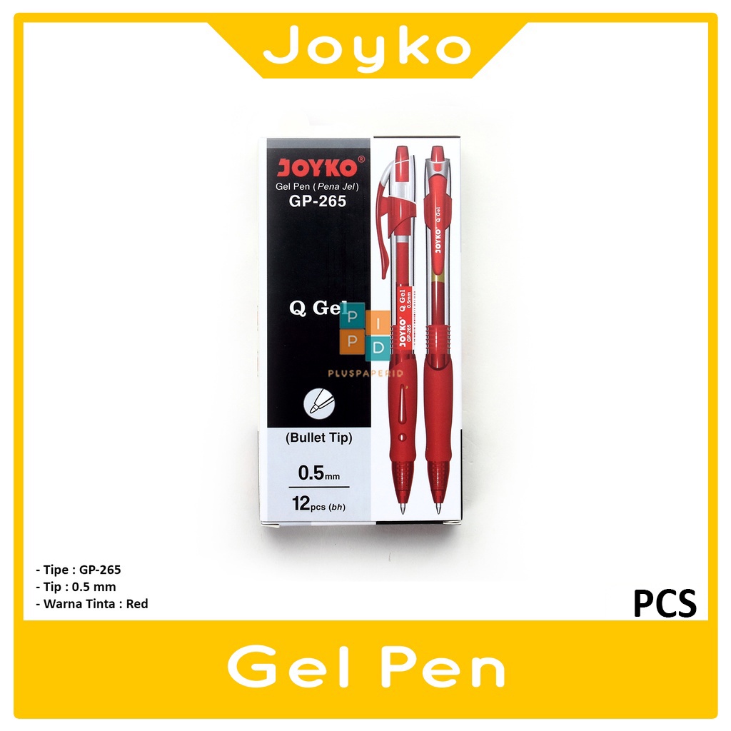 Jual JOYKO - Pulpen Gel GP-265 Q-Gel 0.5mm Merah - Per 1 Pcs | Shopee Indonesia