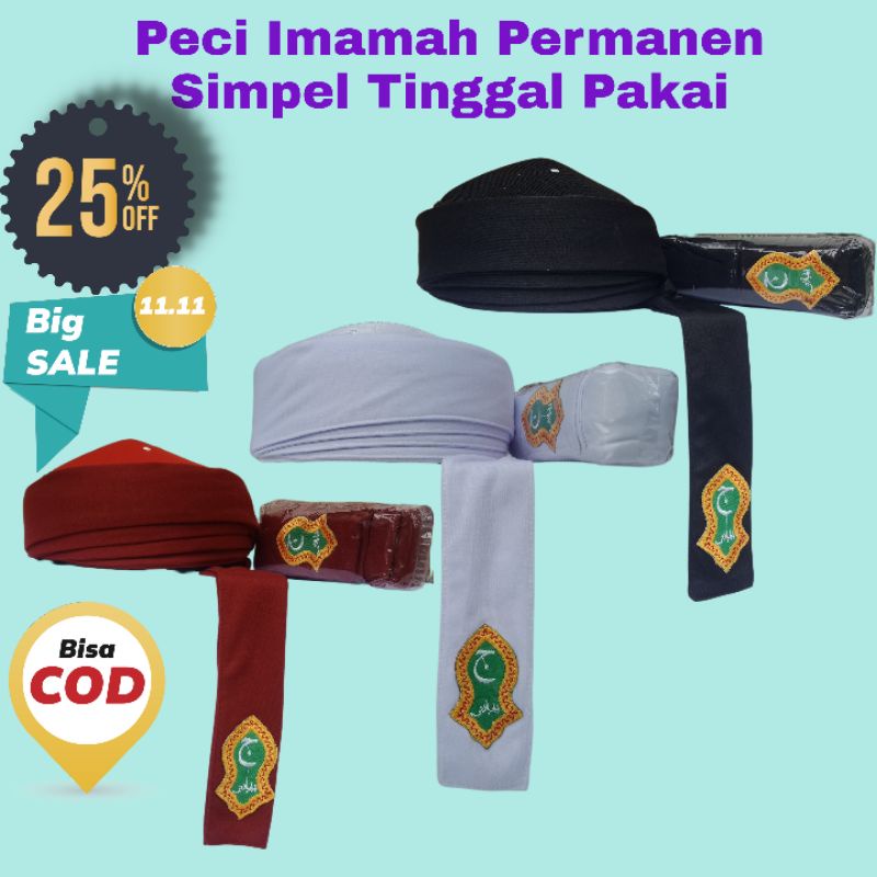 Jual Promo Peci Imamah Permanen Simpel Tinggal Pakai ,Sorban imamah ...
