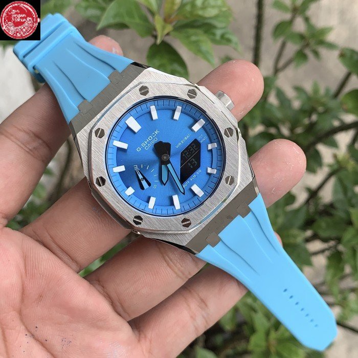 Jual Jam G-Shock GShock GA-2100 GA2100 Sky Blue Face Original Silver ...