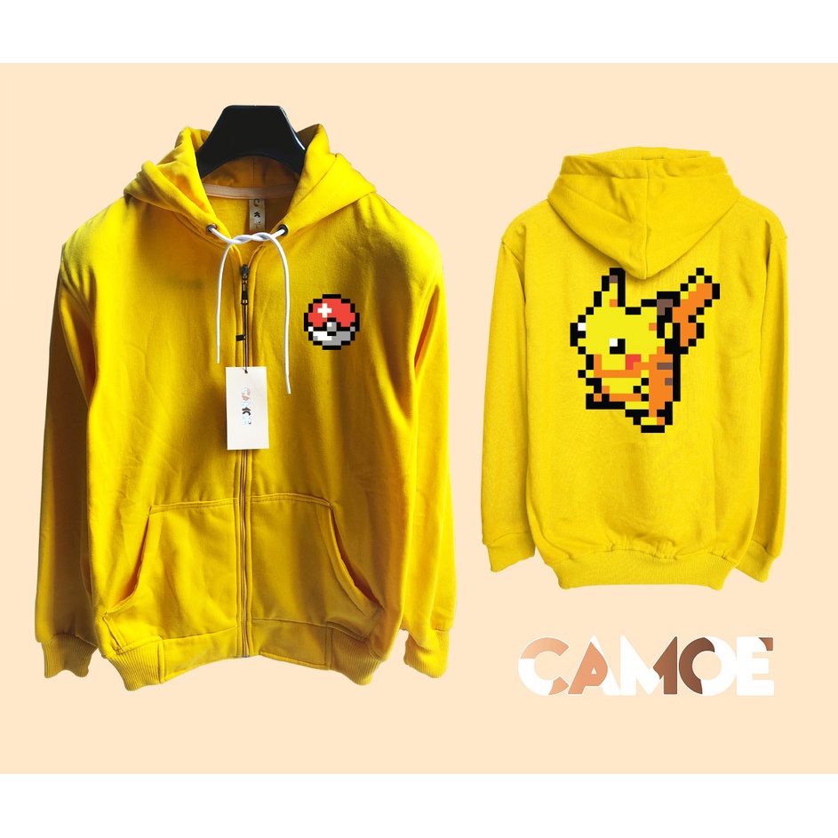 Jual Jaket Hoodie Zipper Pokemon Pikachu Pixel Art | Shopee Indonesia