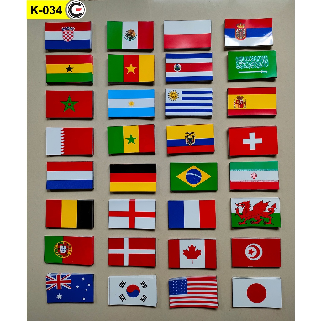 Jual 32 SERIE STIKER BENDERA PIALA DUNIA 2022 (UK.5 CM X 8.5 CM ...