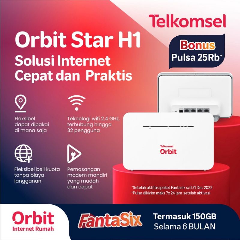 Jual Orbit Internet rumah modem wifi STAR H1 free 150gb quota besar ...