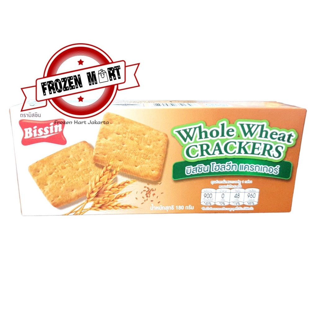 Jual BISSIN Whole Wheat Crackers Biscuit / Biskuit Gandum HALAL 180Gr ...