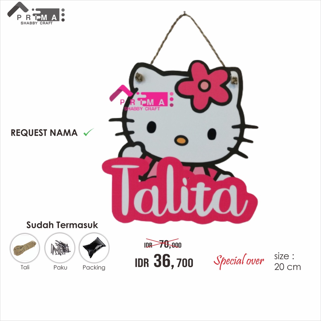 Jual CUSTOM NAMA ANAK HELLO KITTY WALLDECOR HIASAN PAJANGAN DEKORASI ...