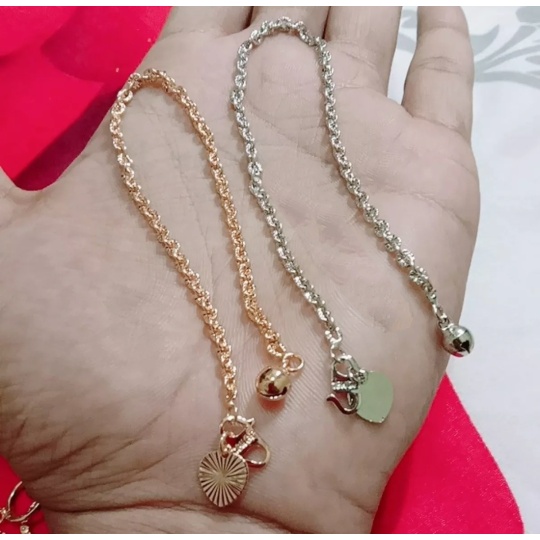 Jual gelang tangan wanita titanium model nori tersedia gold dan silver ...