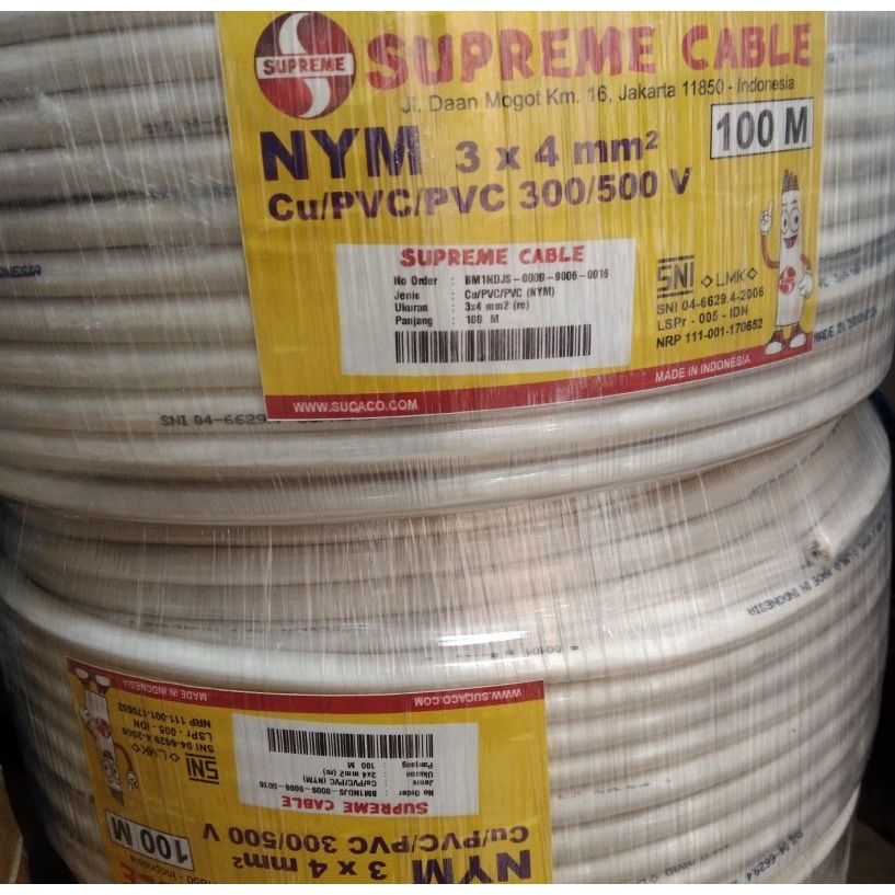 Jual Kabel NYM 3x4mm 3 x 4mm SUPREME 100m (Meter) / Roll Putih | Shopee ...