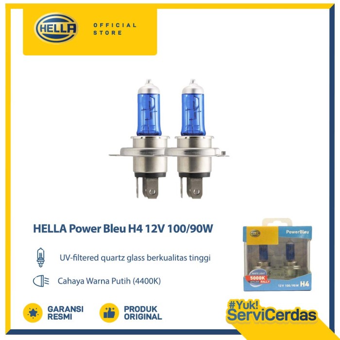 Jual HELLA Bohlam Mobil H4 12V 100/90W 4400K Power Bleu Rally - Bohlam ...