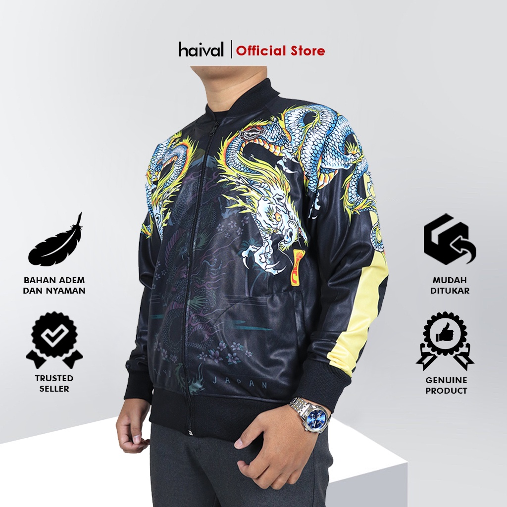 Jual Haival Jaket Pria Sukajan Printing Premium Keren Motif Naga TWN ...