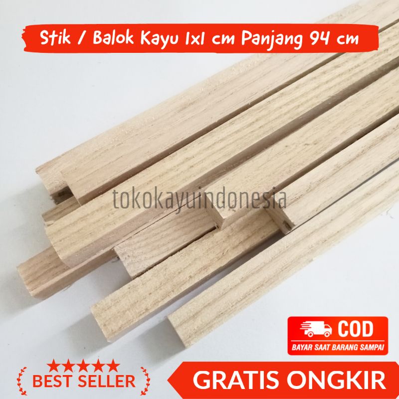 Jual Stik / Balok Kayu 1x1 cm Panjang 94 cm Toko Kayu Indonesia ...