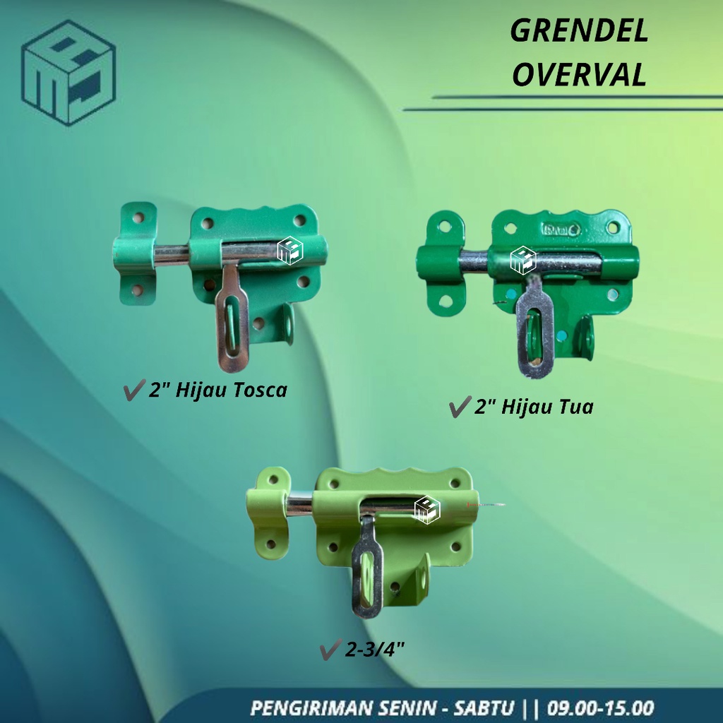 Jual Grendel Overval Grendel 2 Inch Plat Hijau Asli Tebal Dan Kuat ...