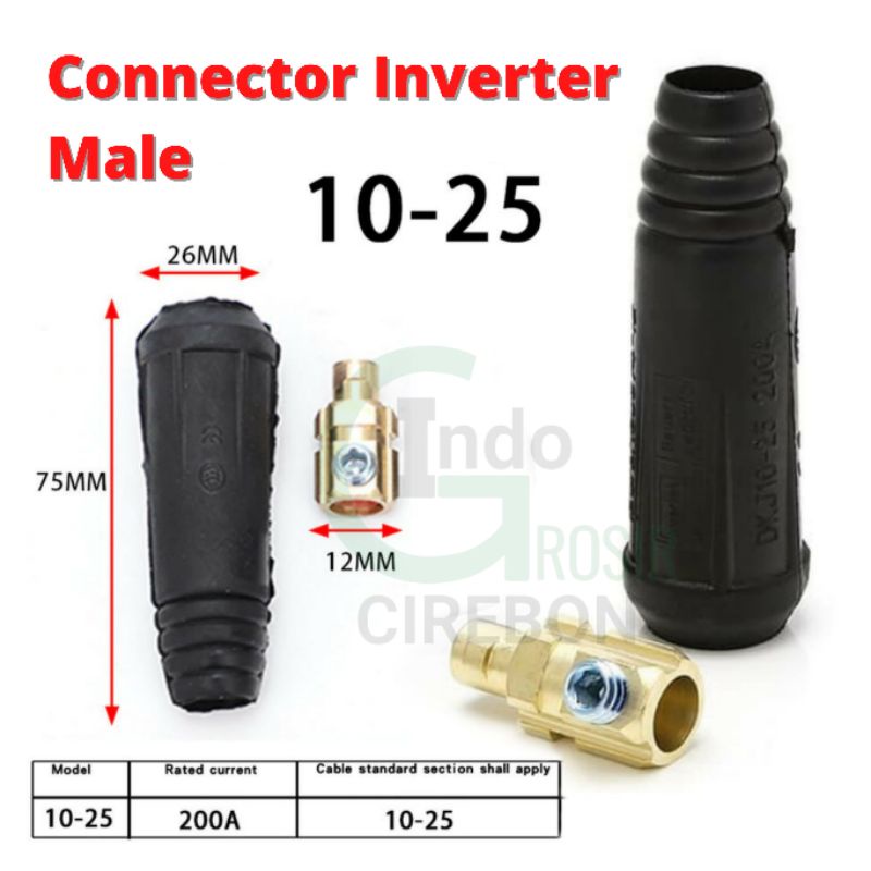 Jual Konektor Kabel Las Male Cowok 10 - 25 mm Socket Kabel Las ...