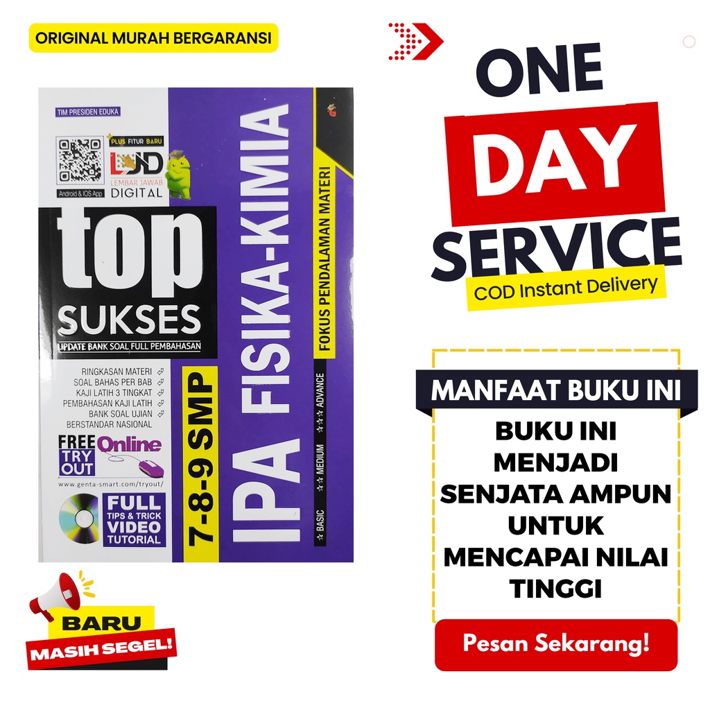 Jual BUKU MATERI SOAL SMP TOP SUKSES UPDATE BANK SOAL PEMBAHASAN FISIKA ...