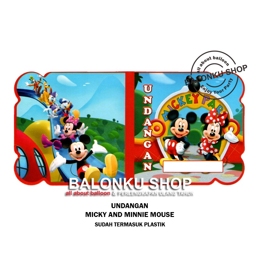 Jual Kartu Undangan Ulang Tahun Micky Minnie Mouse / Undangan Micky ...
