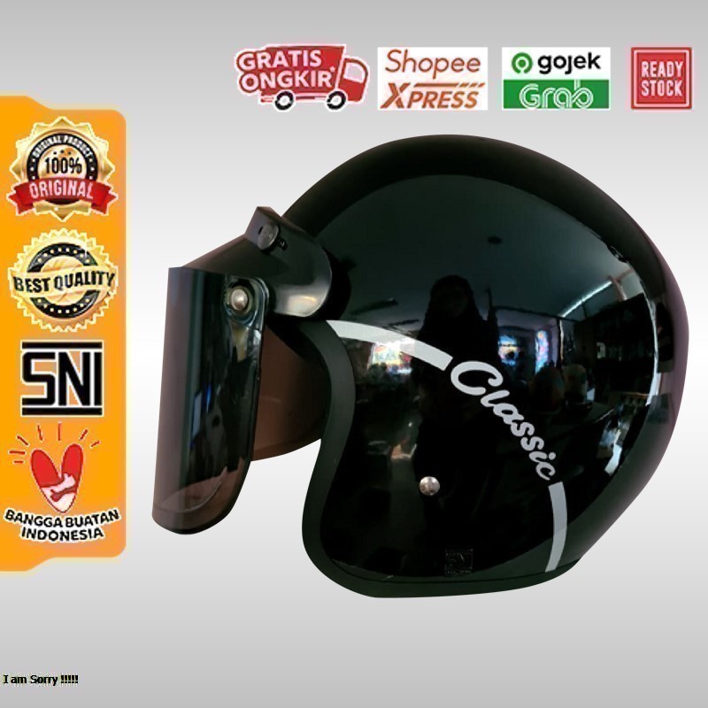 Jual Helm Bogo Retro Classic ANA BLACK | Shopee Indonesia