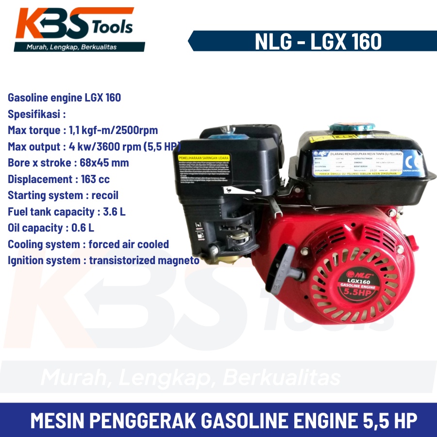 Jual NLG Mesin Penggerak Bensin 5,5 HP LGX 160 - Gasoline Engine Serbaguna 5.5 HP | Shopee Indonesia