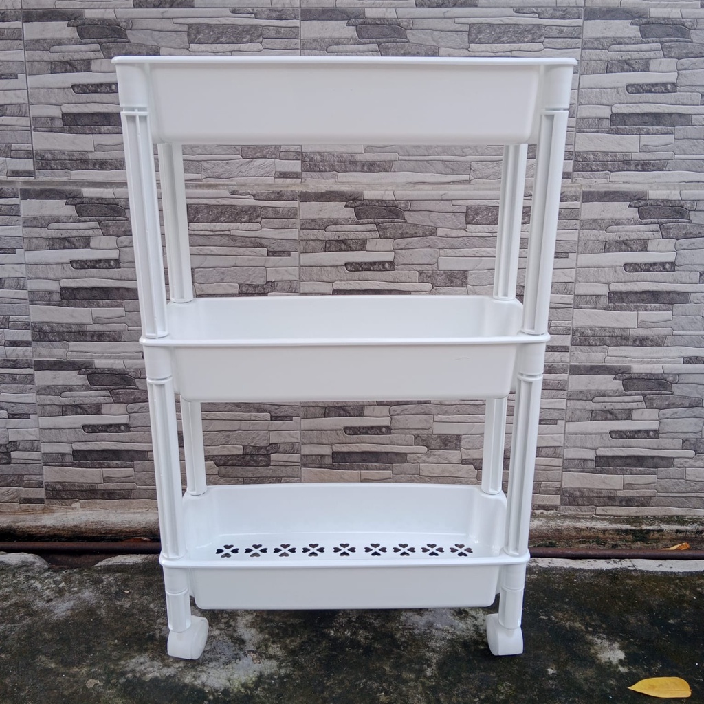 Jual Rak Dorong Bahan Plastik 3 Susun / Rak Plastik Troli 3 Susun Roda ...